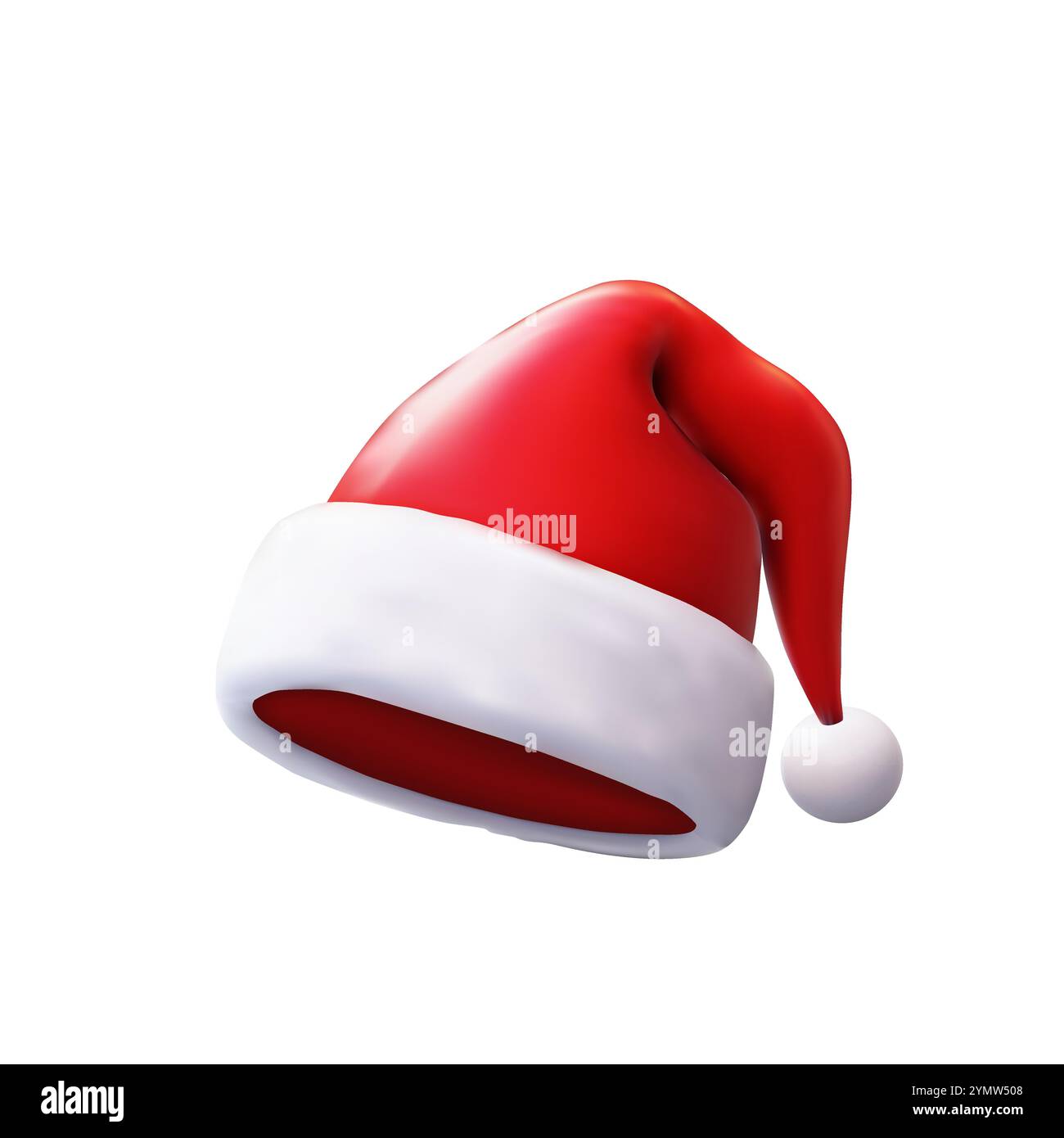3D Realistic Red Santa Hat with White Fur Trim for Christmas Decor, Holiday Cards, and Winter ...