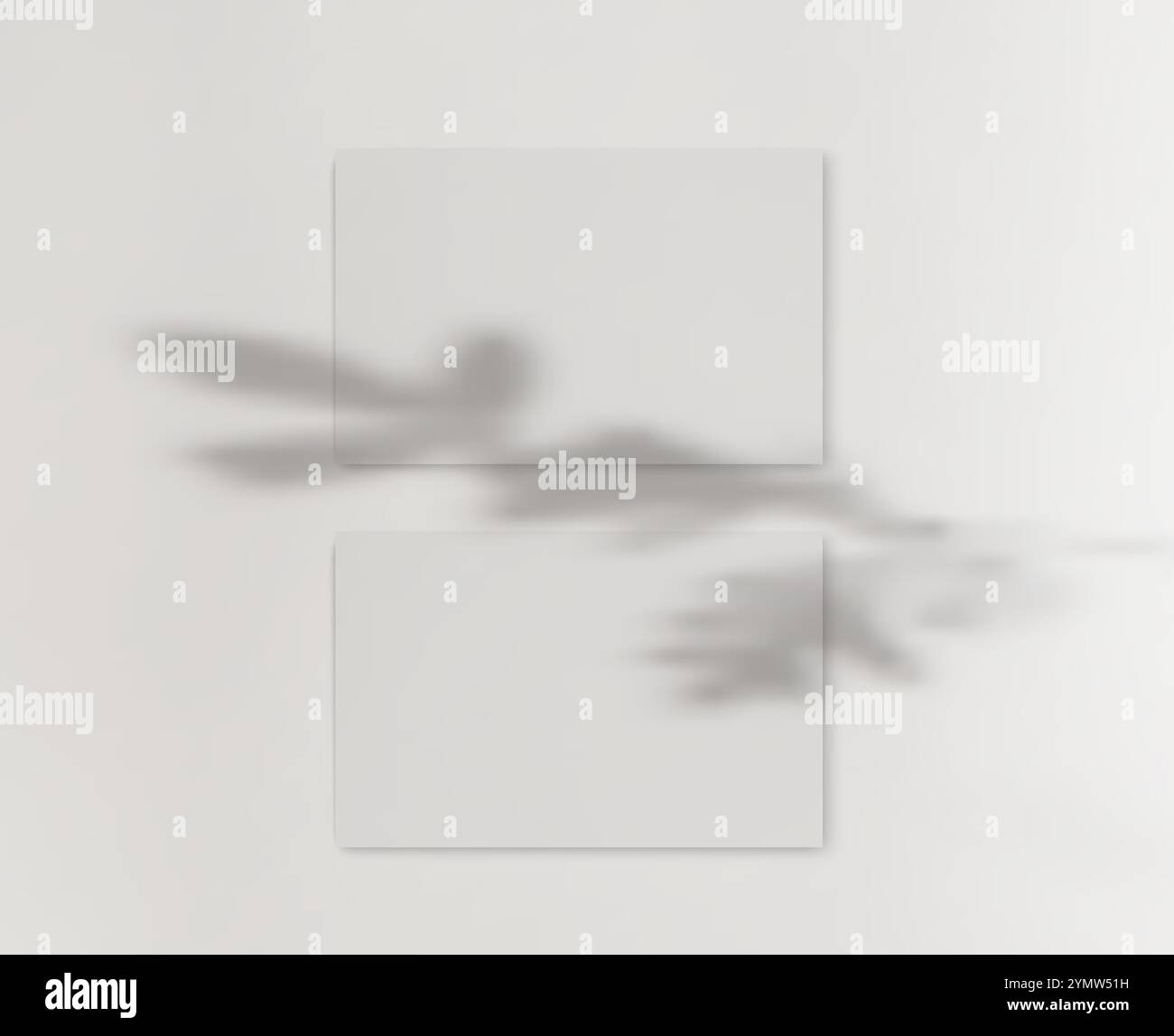 Business card mockup with shadow overlay effect. Vector leaves shadow ...