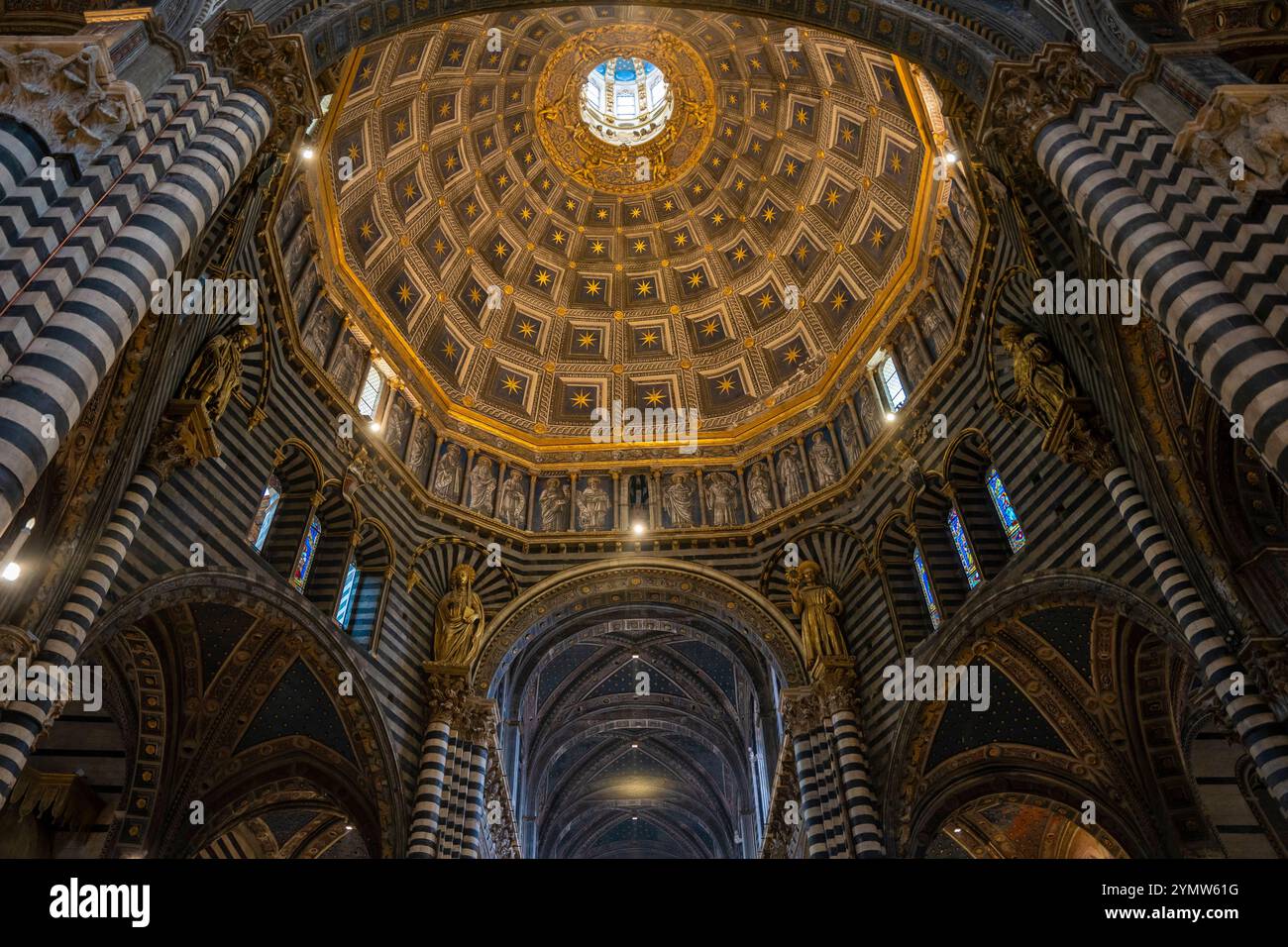 Architecture details of the dome at the Siena Cathedral. Siena Cathedral is a medieval church ...