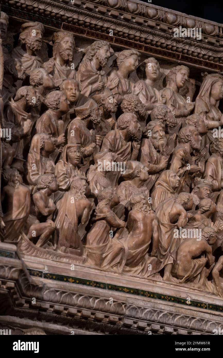 Details on Pulpit in Siena Cathedral made from Carrara Marble in Gothic ...