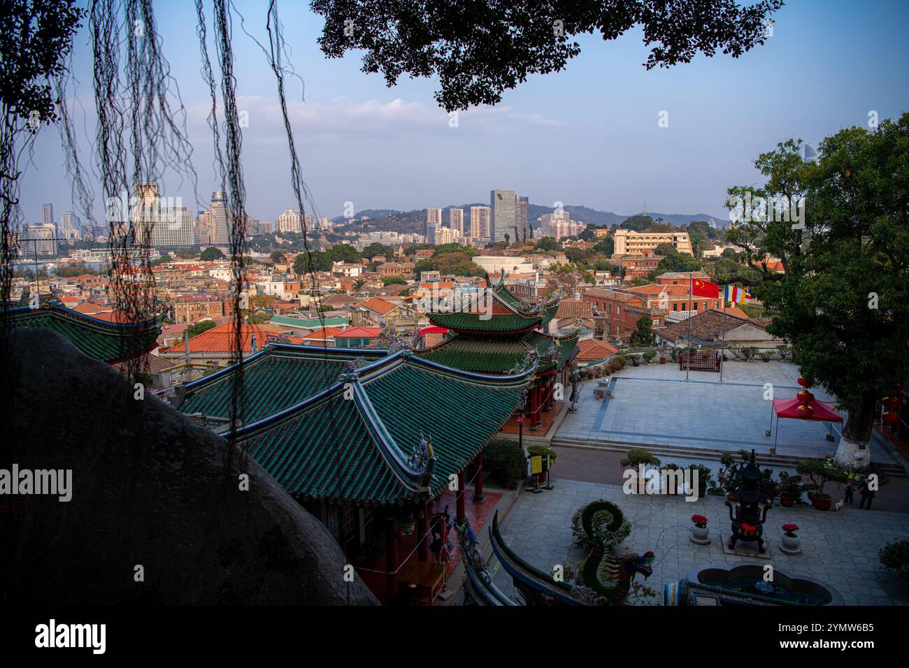 Sunlight Rock Temple, rebuilt in 1586 and located at Gulangyu, Xiamen ...