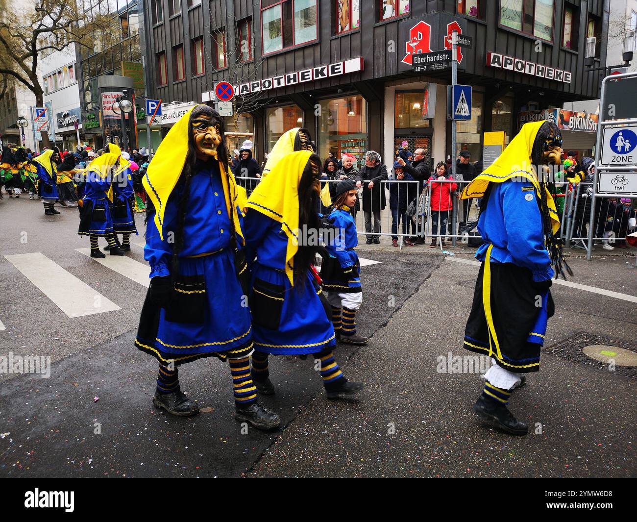 Stuttgart, Germany, 5th March 2019. A colourful parade with marching ...