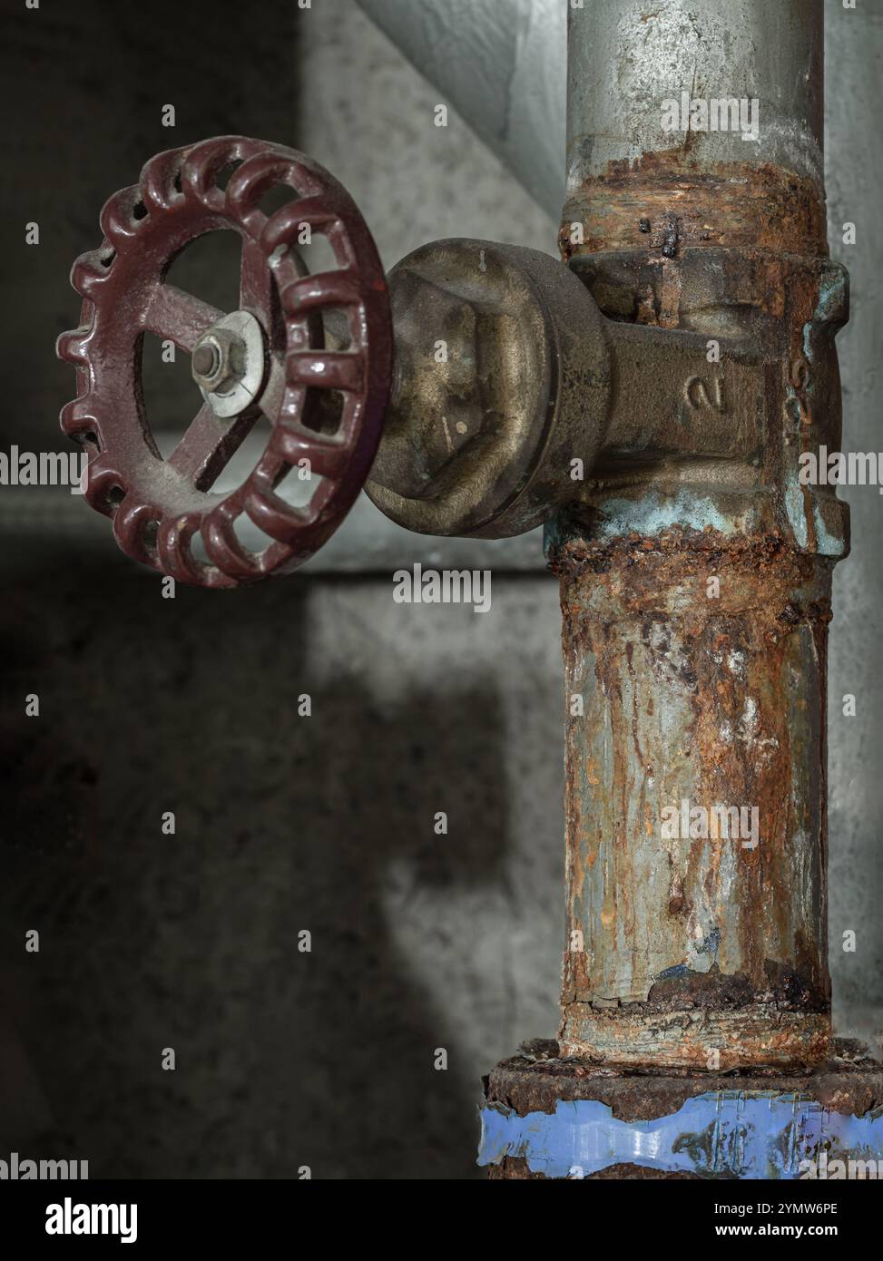 Old rust water control valve and old steel pipe in large water systems ...