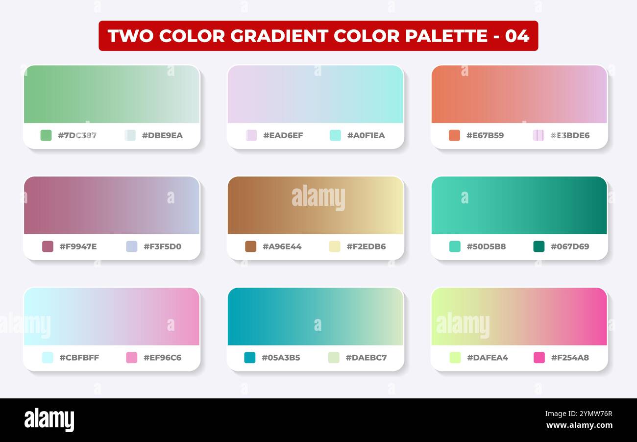 Set of vivid gradients, Vibrant colors and modern gradients with RGB HEX isolated vector ...