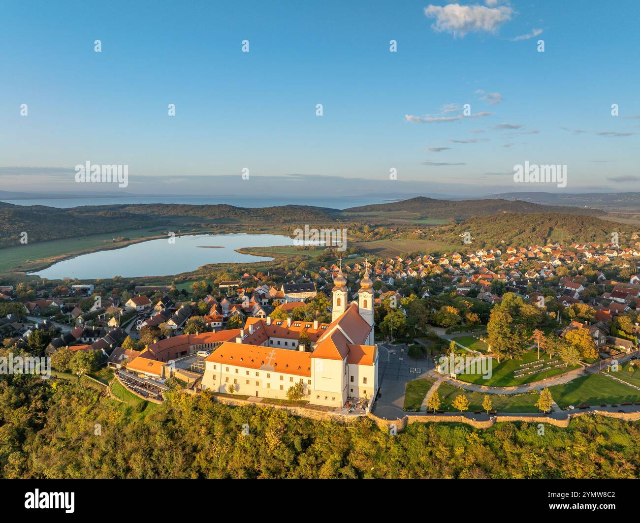 Tihany panoramic landscape with the abbey, lake Balaton, Hungary Stock ...