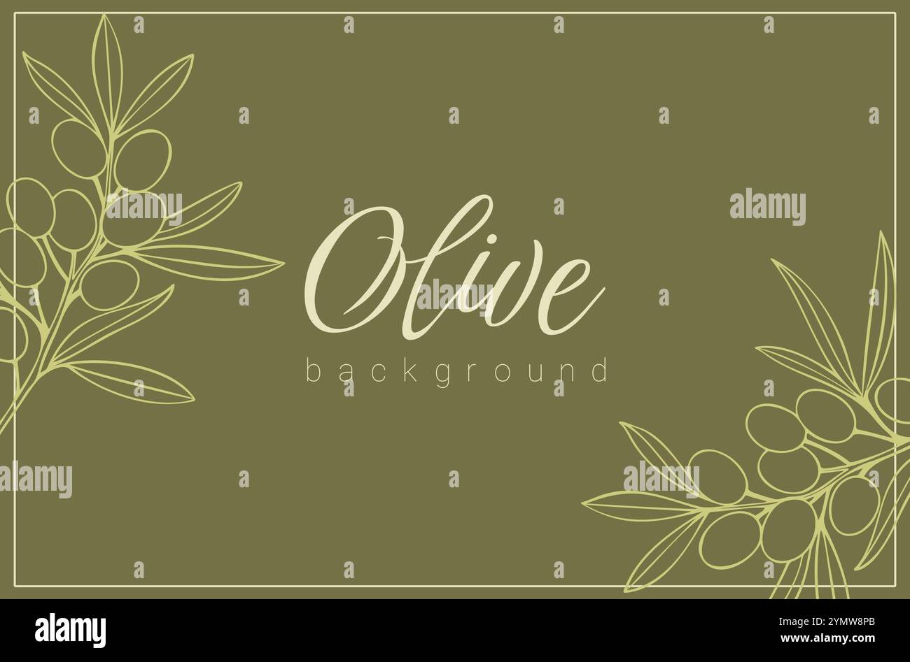 Label banner with olives silhouettes in frame and place for insert ...