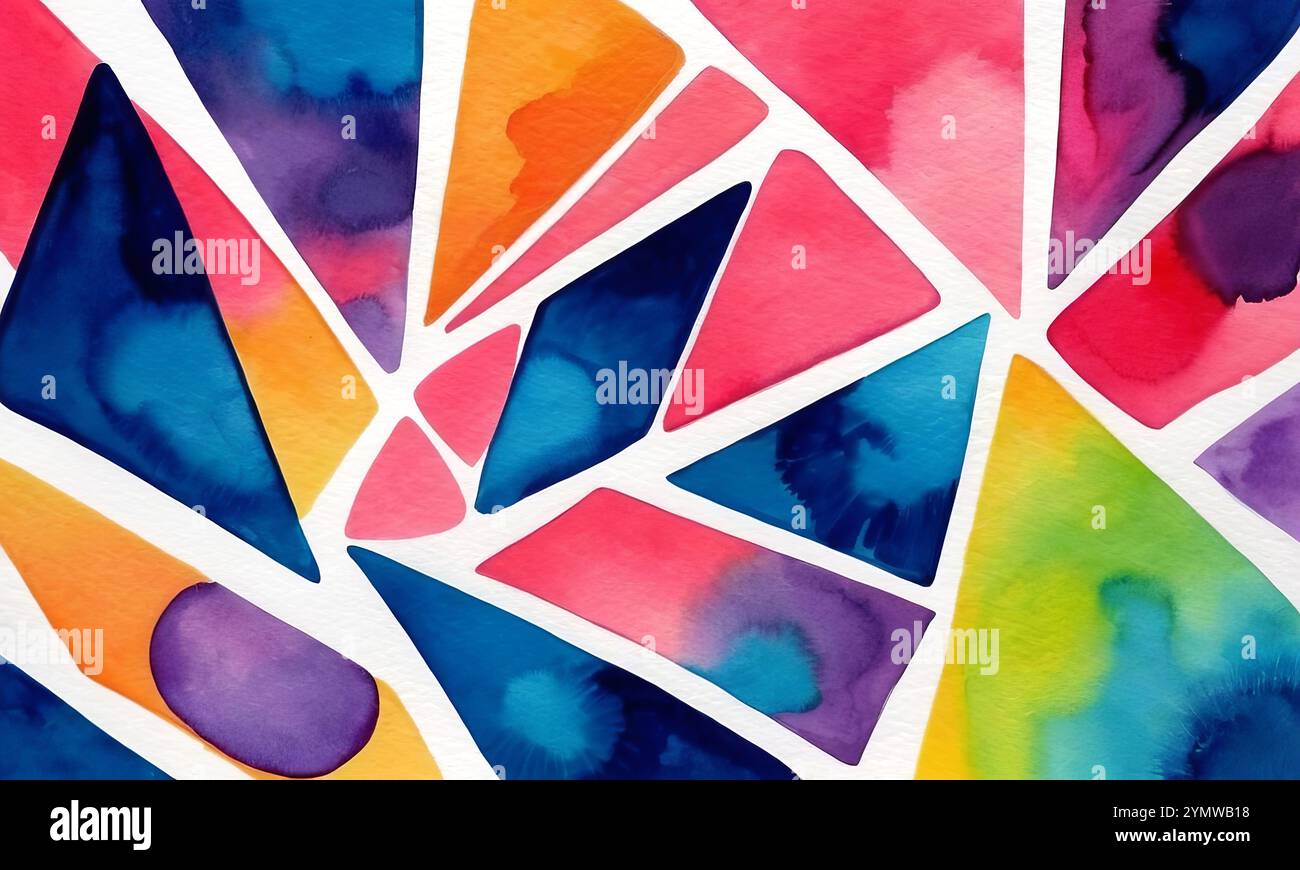 Bright colorful watercolor shapes on white background, abstract pattern ...