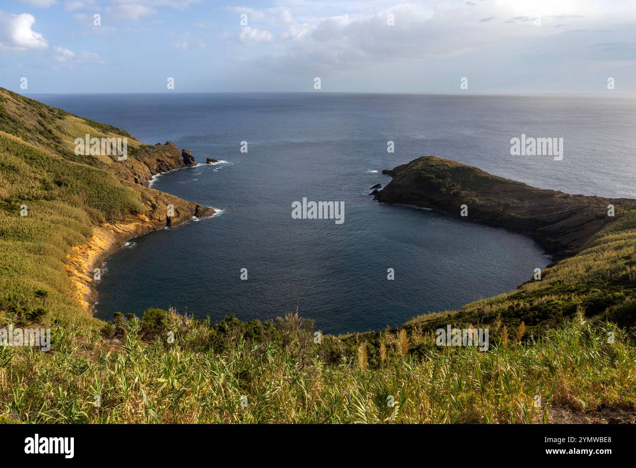 View of Horta, Faial Island, Azores, from Monte da Guia, an ancient ...