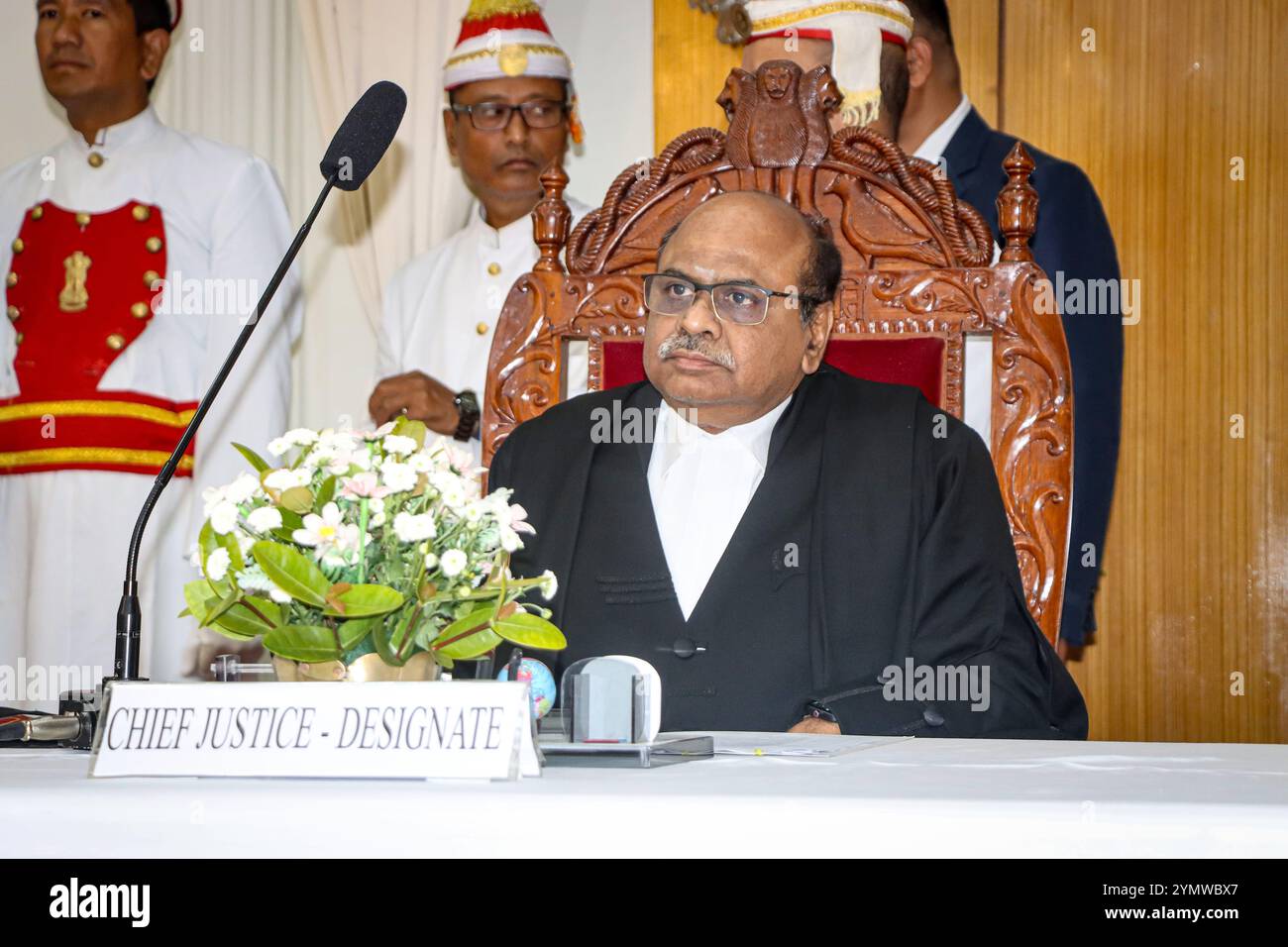 Justice D. Krishnakumar, former Judge of the Madras High Court, being sworn in as the Chief ...