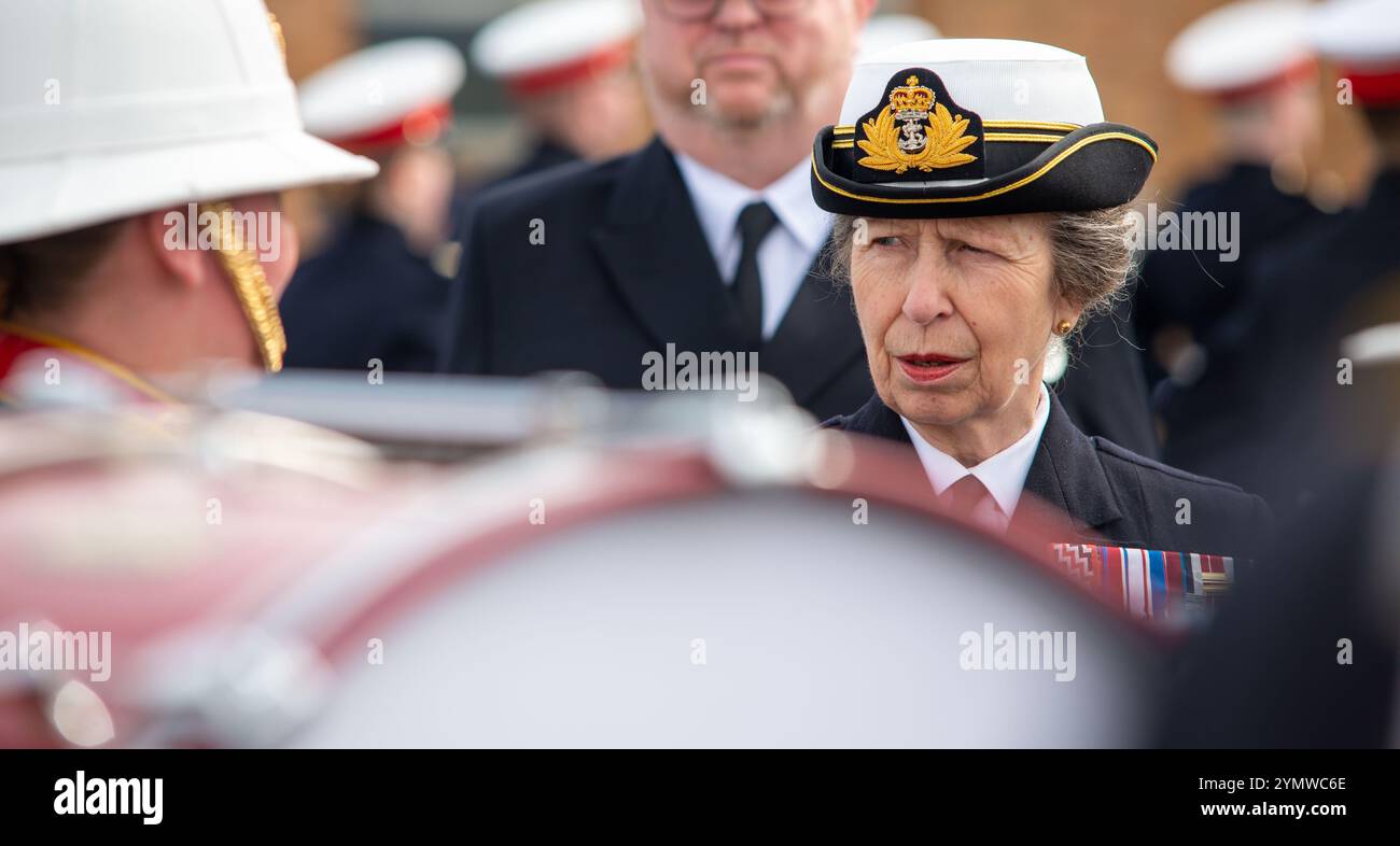 Princess Anne in her role as Admiral of the Sea Cadet Corps inspecting ...