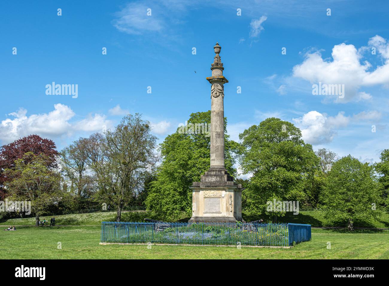 Memorial column to Lord Nelson on Castle Green, Hereford, England Stock ...