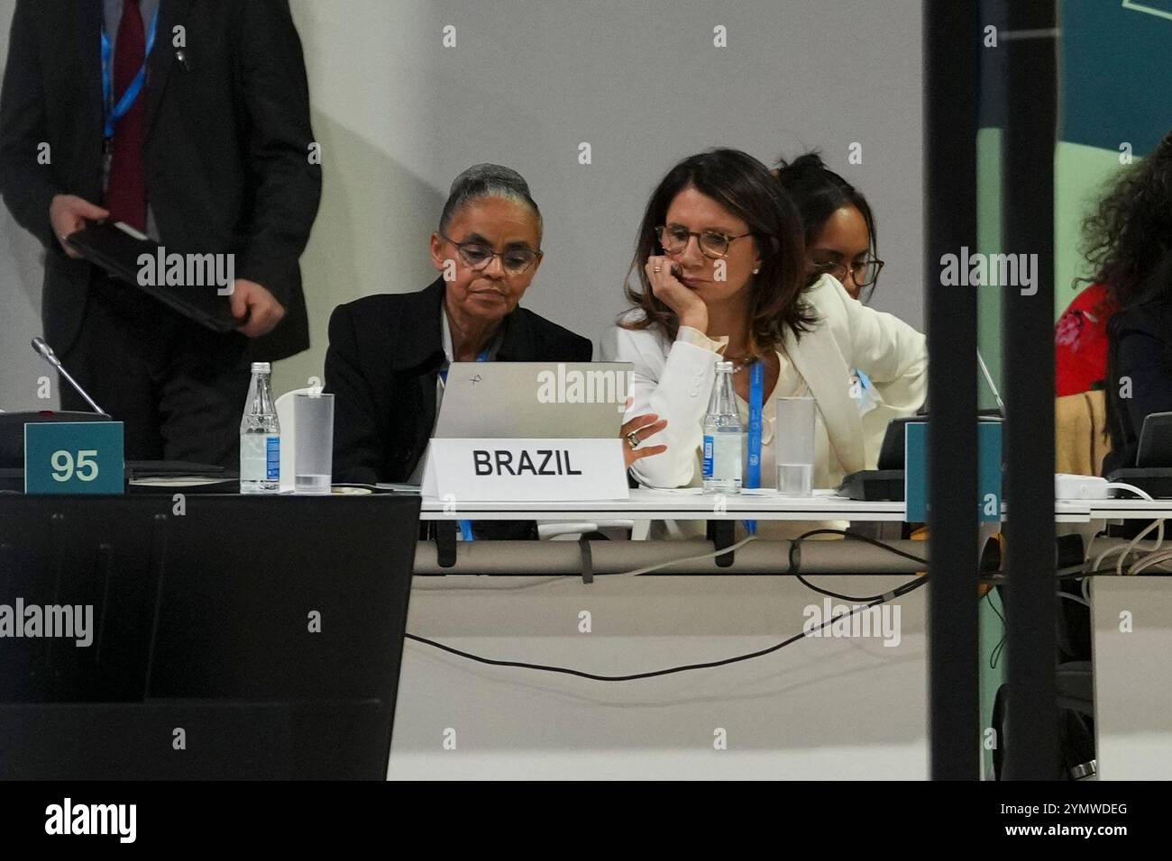 Marina Silva, Brazil environment minister, center left, and Ana Toni ...