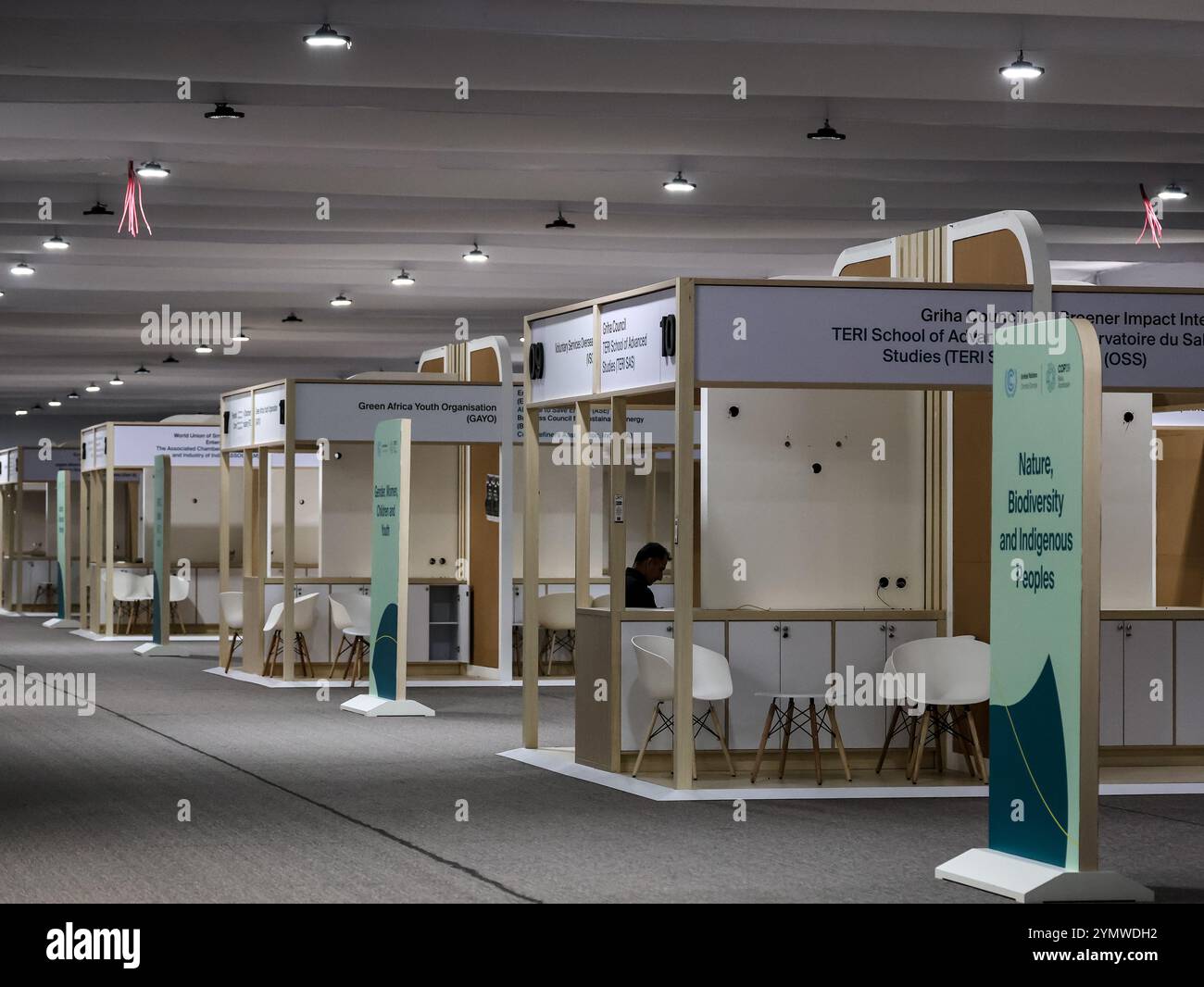 Baku, Azerbaijan, November 23, 2024. Pavilion are emptied in Blue Zone ...