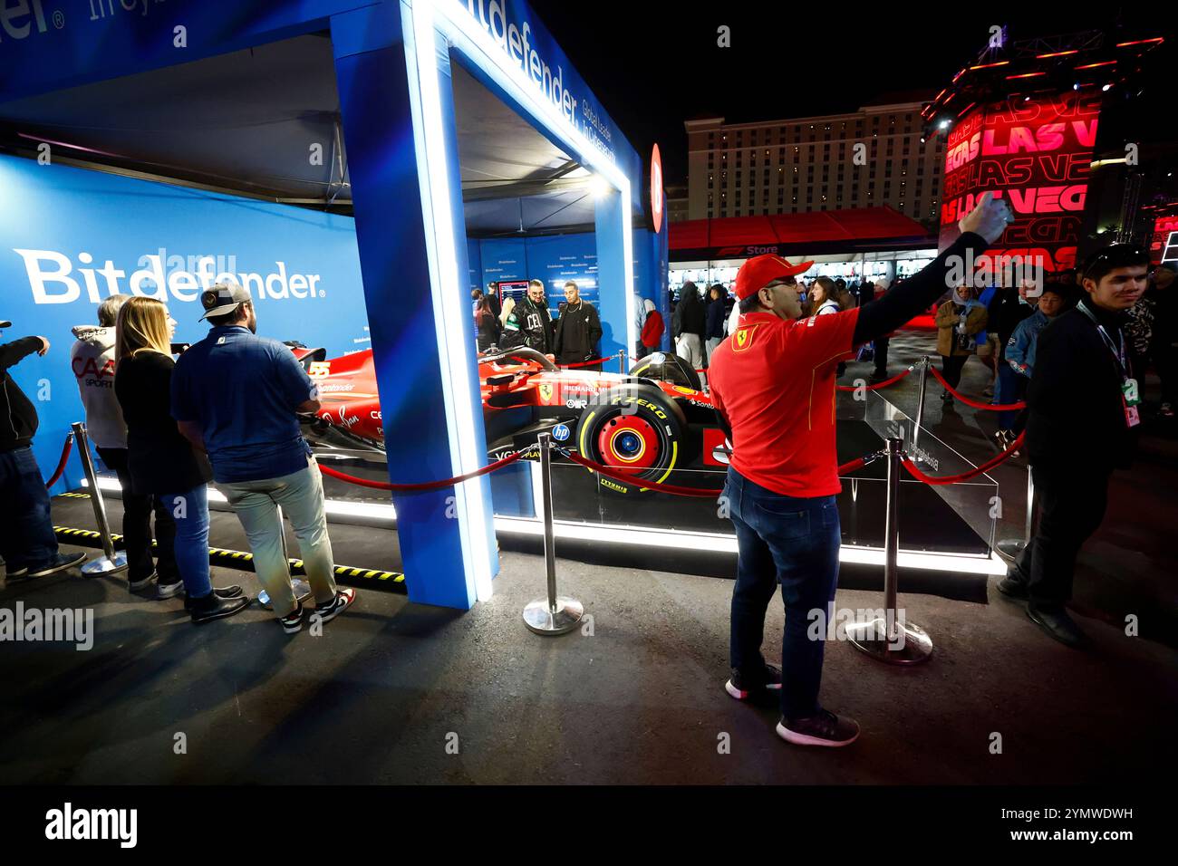 LAS VEGAS, NV - NOVEMBER 22: Fans look over a Bitdefender Ferrari ...