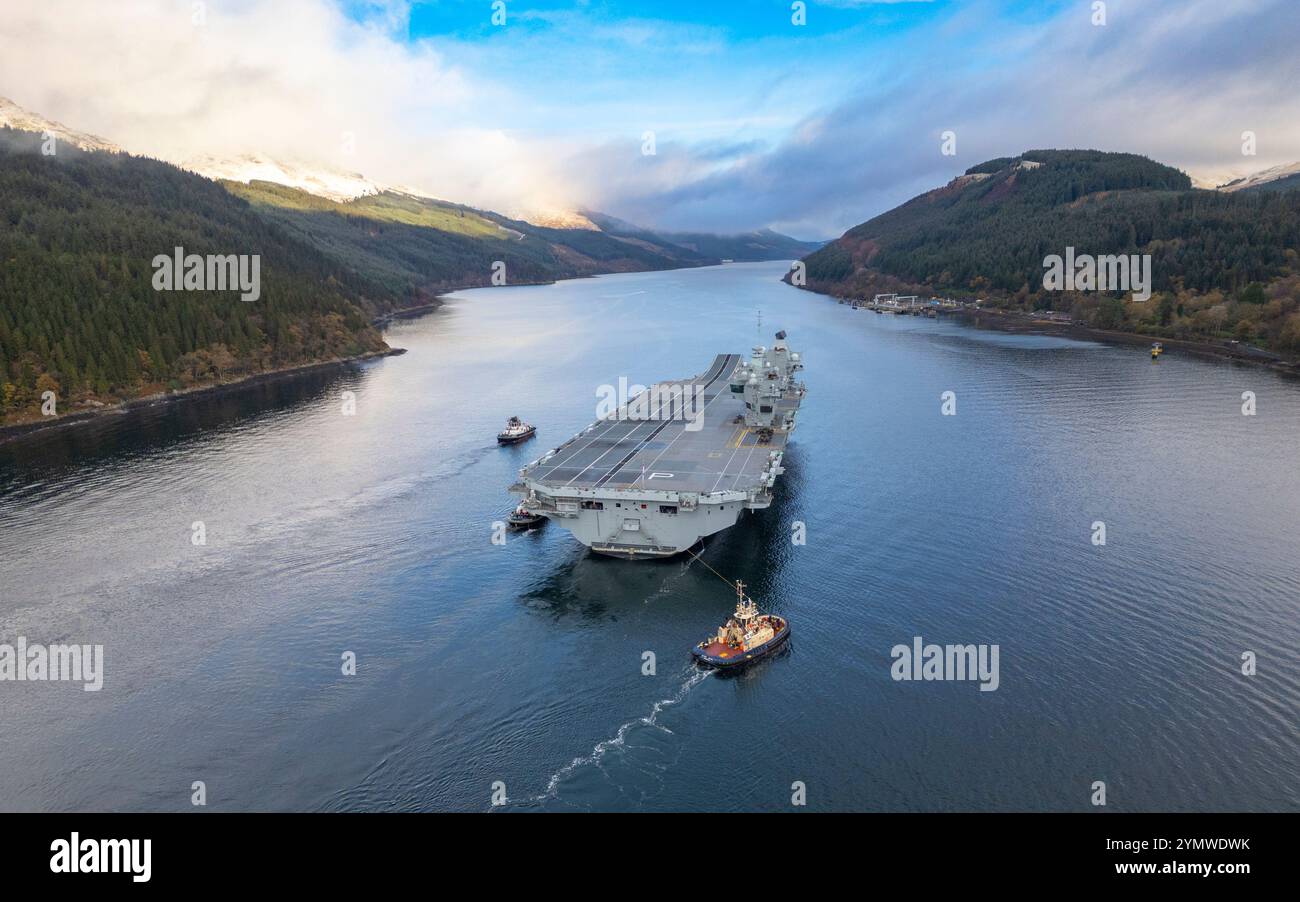 22/11/2024.Royal Navy Aircraft Carrier HMS Prince of Wales arrives at ...