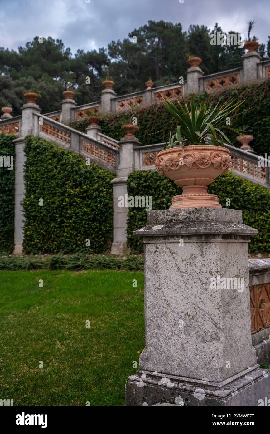 The garden of the Miramare castle on the seafront. Lots of spiky yucca ...