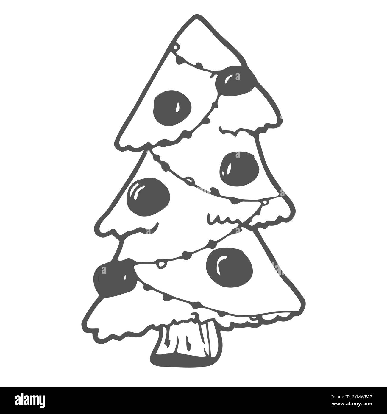 Christmas pine fir tree. Vector line drawing. illustration minimalistic ...