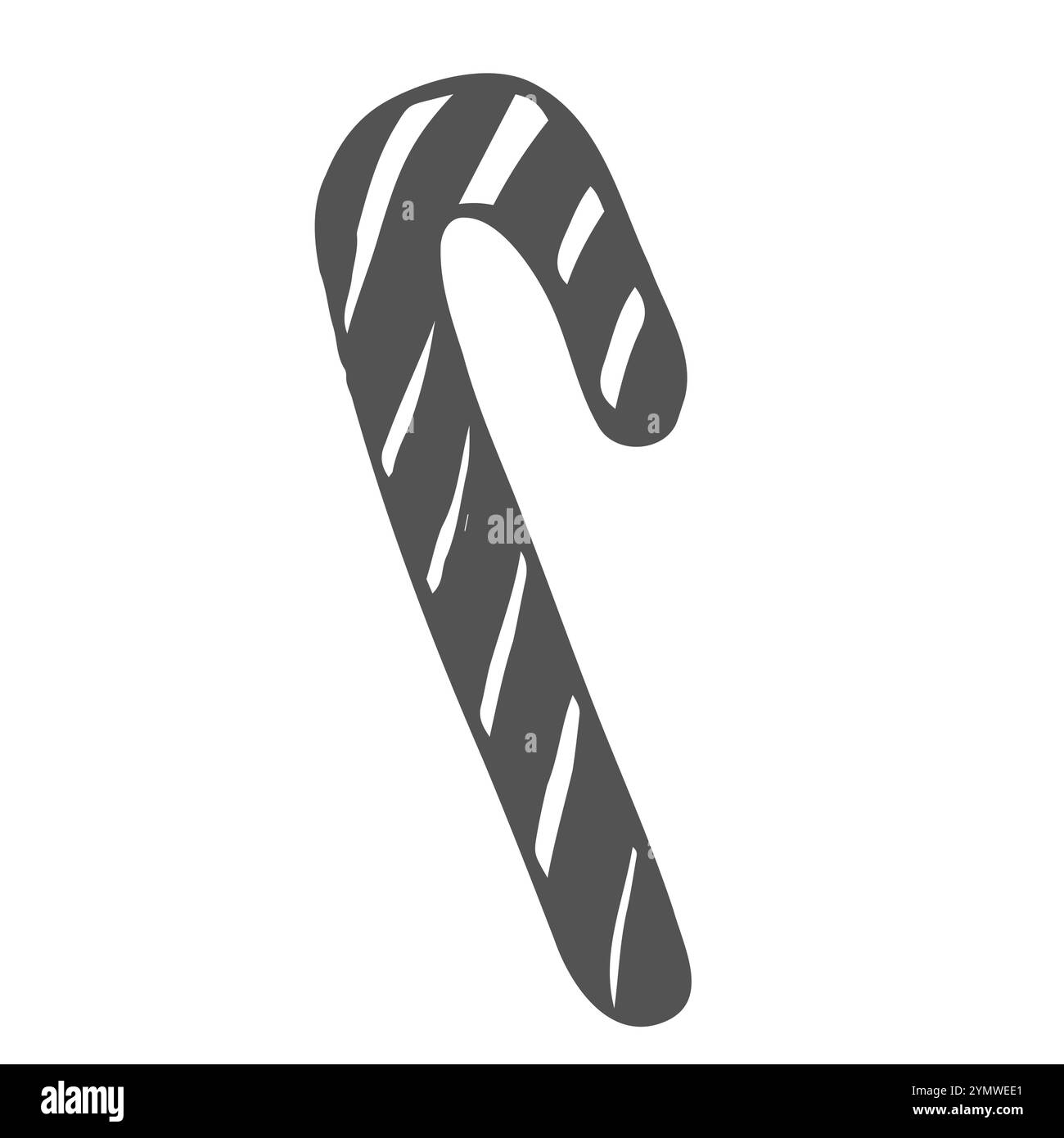 Vector illustration. Hand drawn doodle of Christmas candy cane. Santa's ...