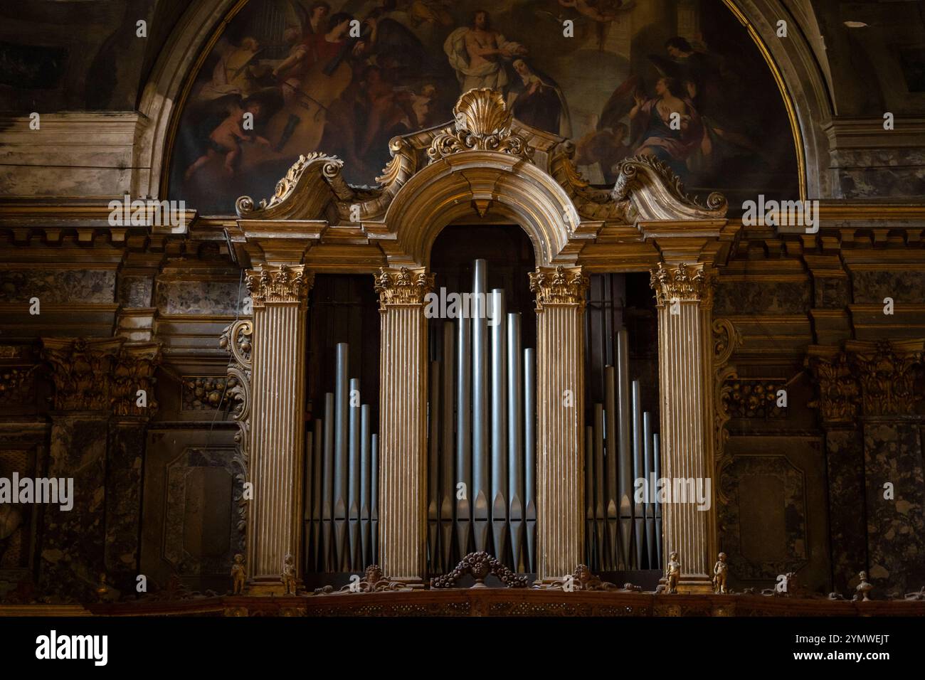Pipe organ and frescoes in Santa Maria di Nazareth church, Venice ...