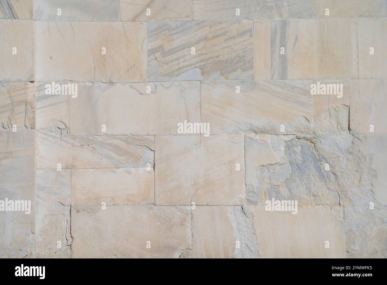 Pattern of lined up rough marble block on medieval monastery Studenica ...