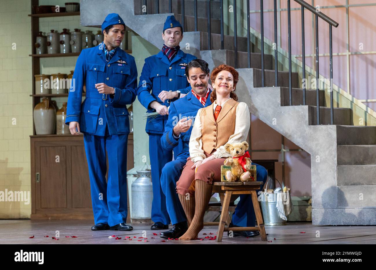 l-r: Suleiman Suleiman, Reece Causton, Dan D’Souza (Belcore), Rhian Lois (Adina) in THE ELIXIR ...