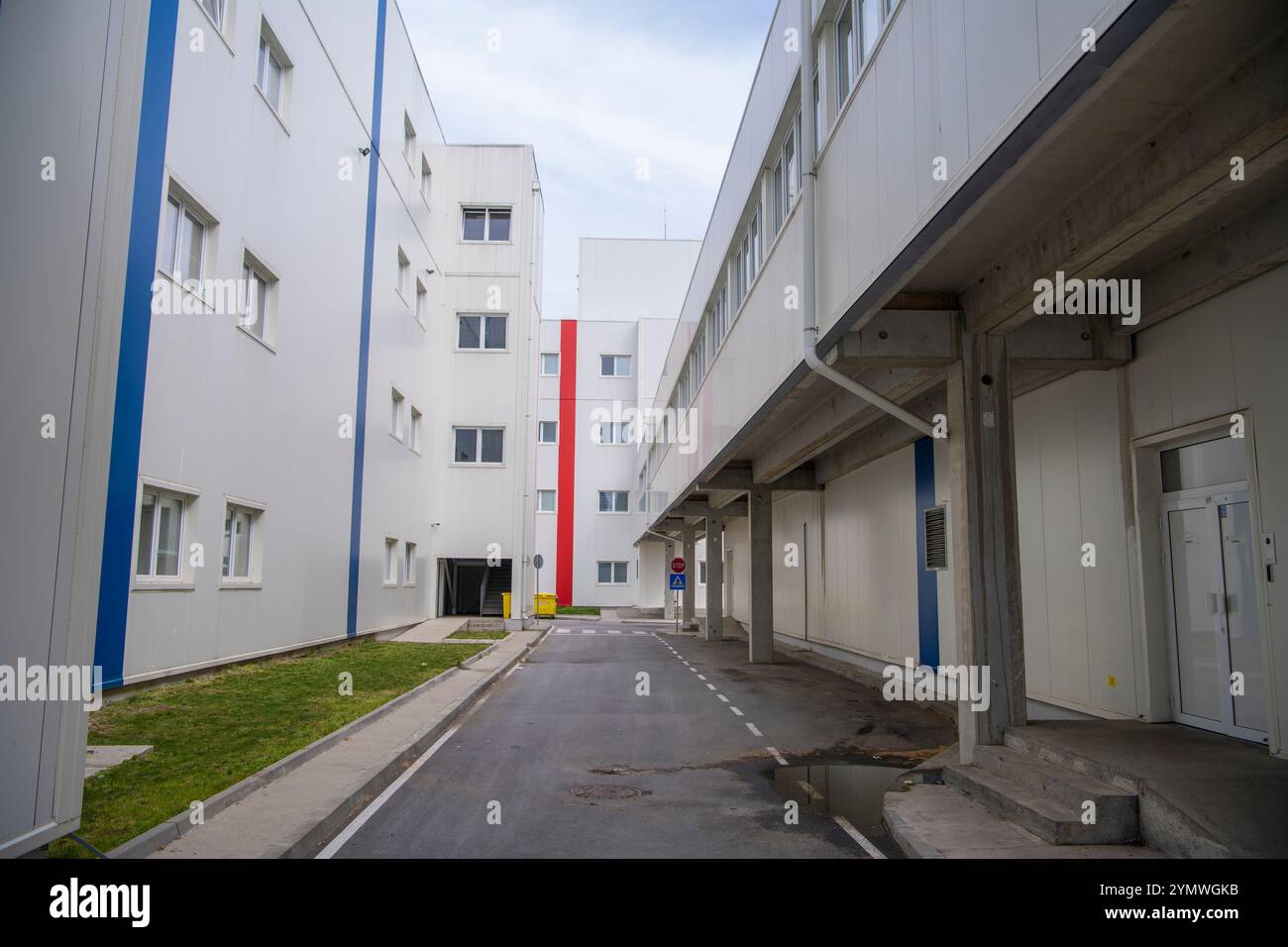 Entrance Infront of newly built hospital Batajnica in Belgrade, Serbia ...
