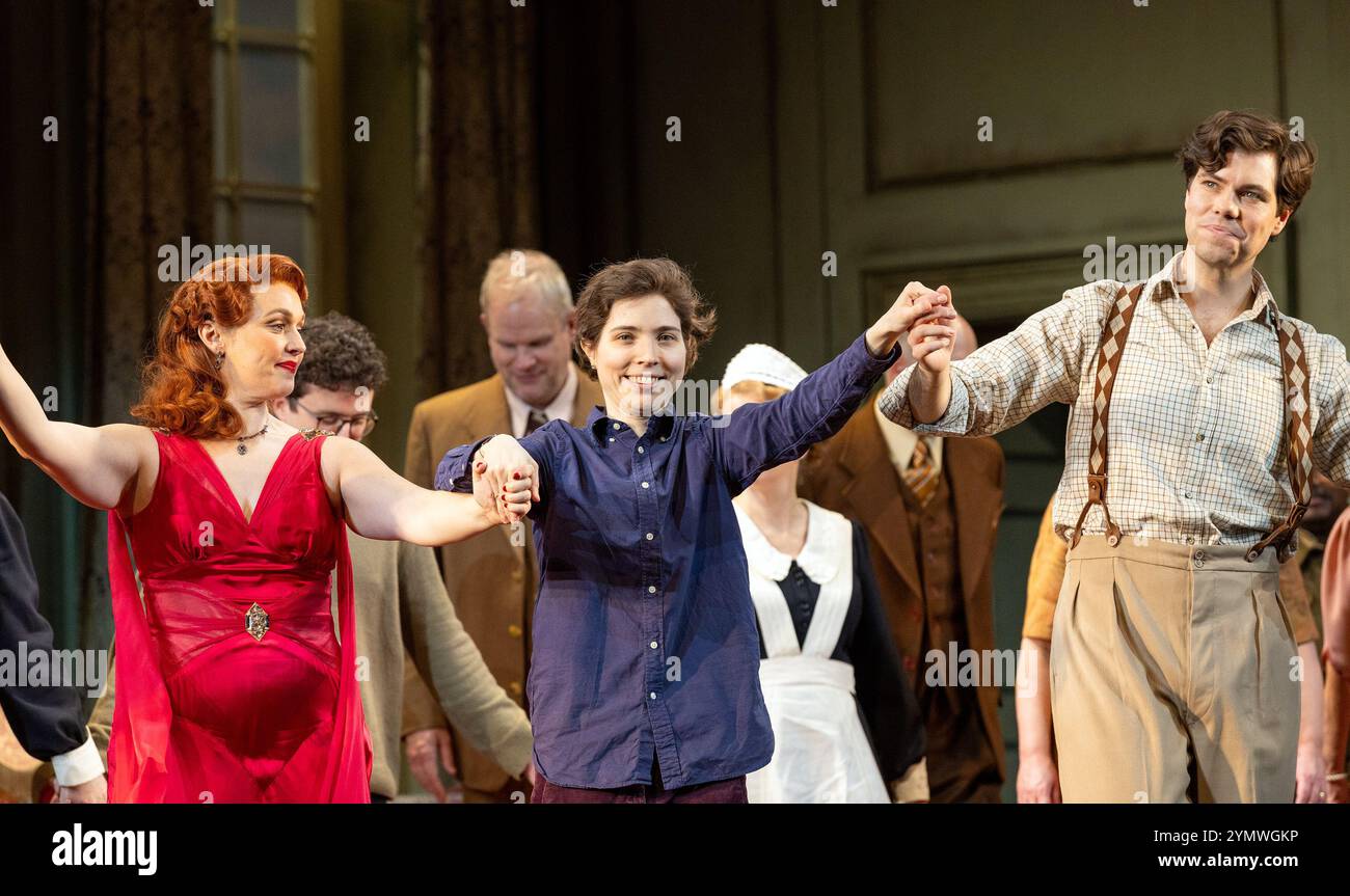 curtain call at the end of the dress rehearsal - l-r: Rhian Lois (Adina), Teresa Riveiro Bohm ...
