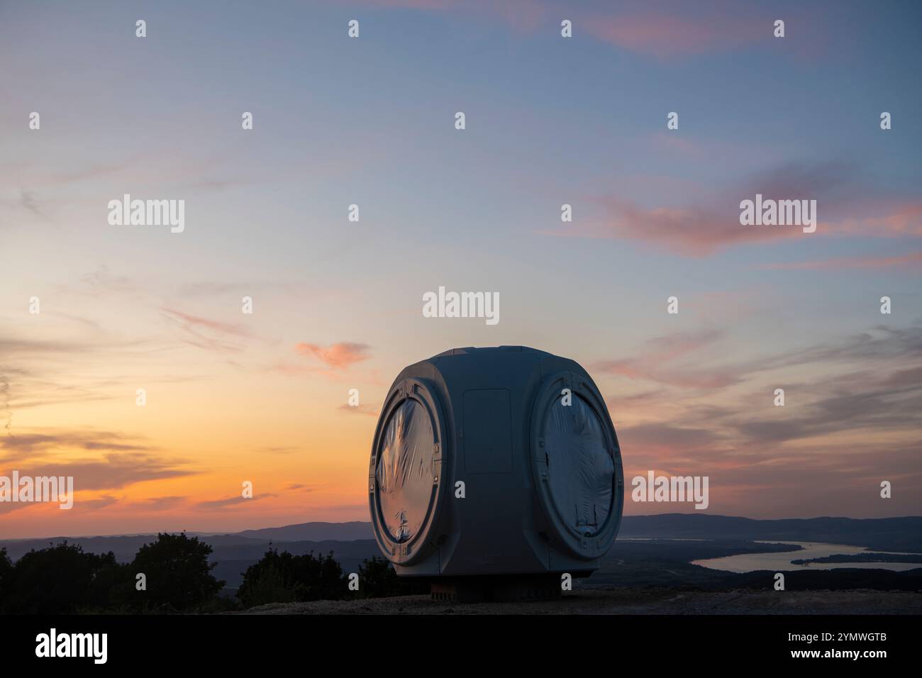 Windmill engine on the ground at sunset Stock Photo - Alamy