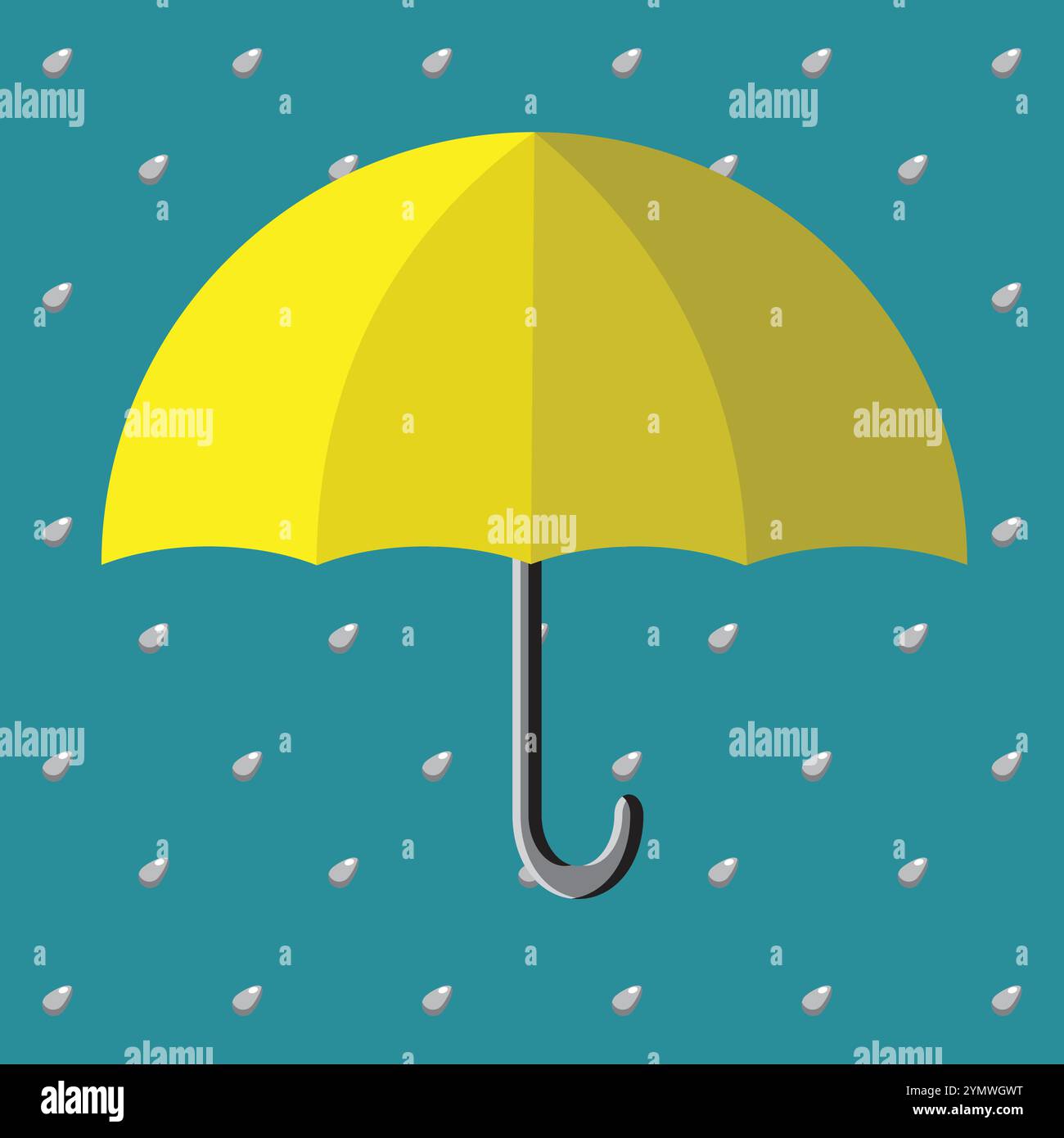 Yellow umbrella with raindrops, weather or climate element Stock Vector ...
