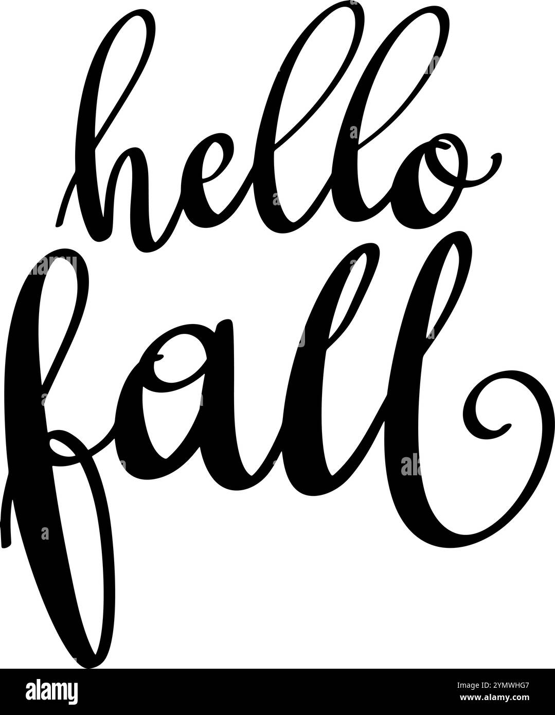 Hello Fall. Hand drawn lettering. Vector illustration Stock Vector ...