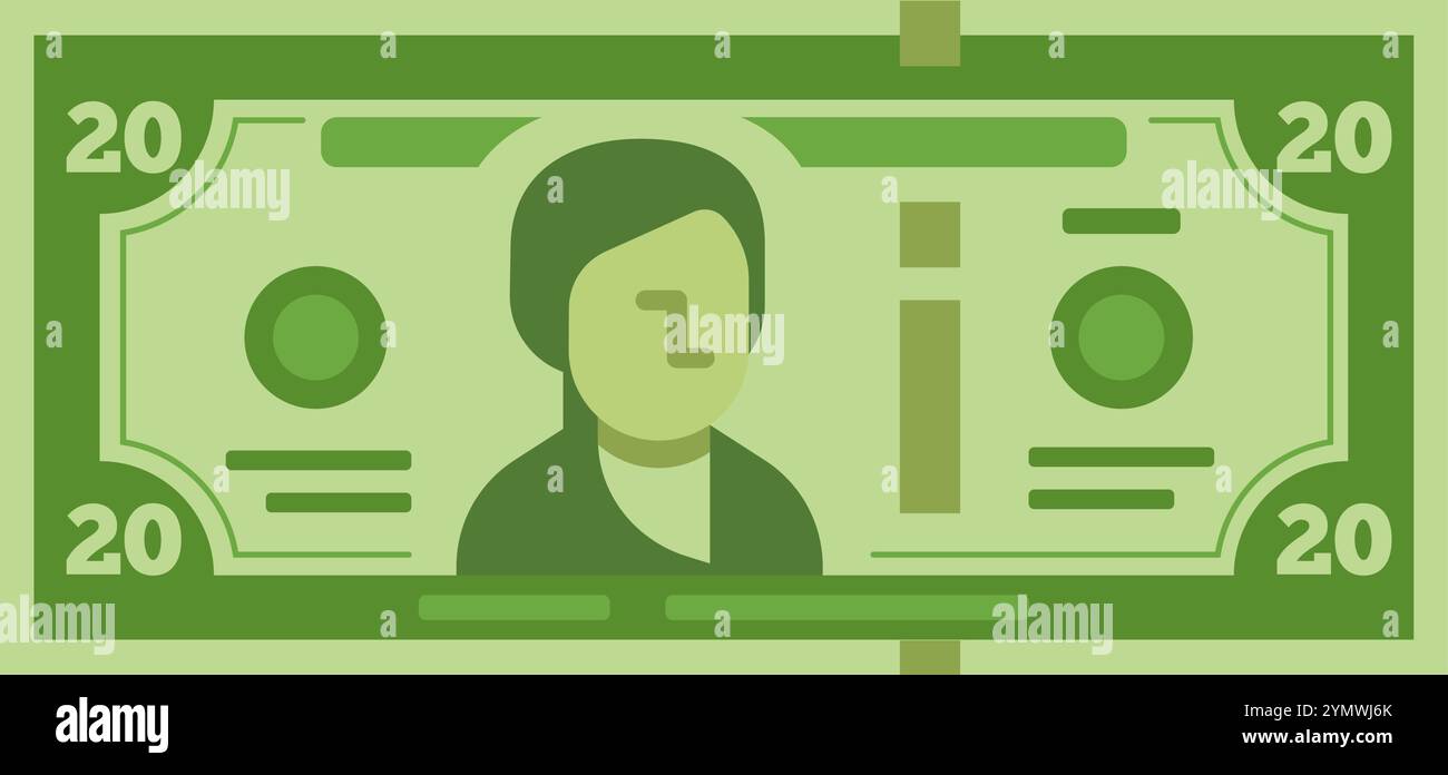 Green twenty dollar bill with the portrait of a fictional female ...