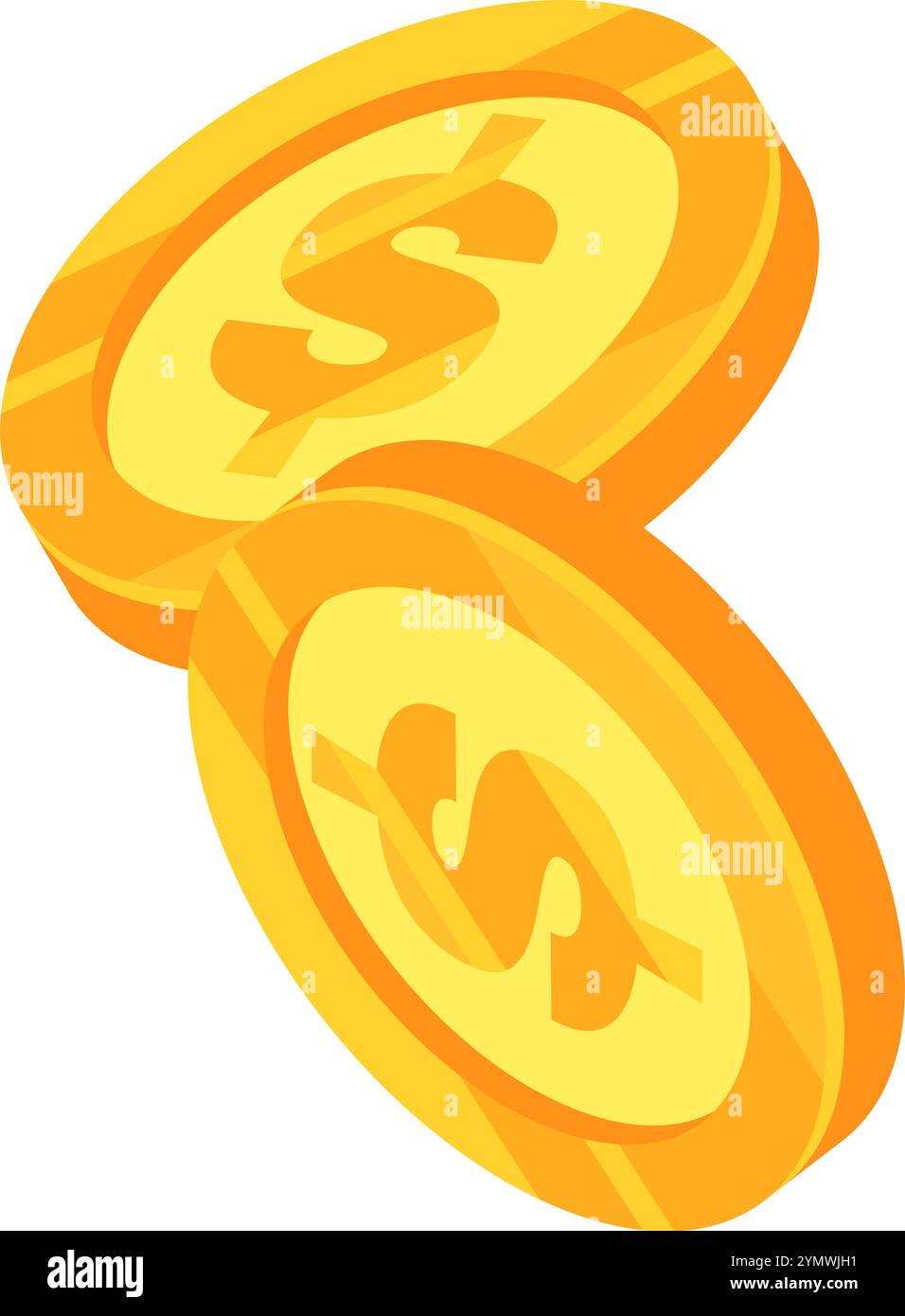 Two gold coins with dollar sign are rotating, creating a dynamic visual ...