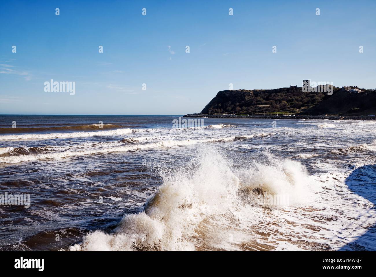 Rough seas at North Bay Beach, Scarborough, Yorkshire, England Stock ...