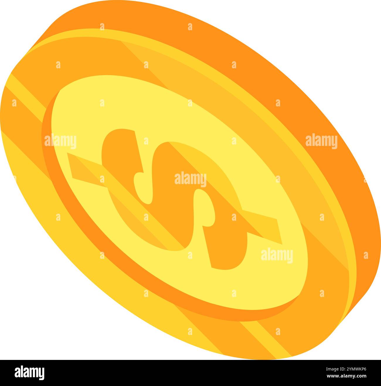 Rotating golden coin with currency symbol embossed on its surface ...