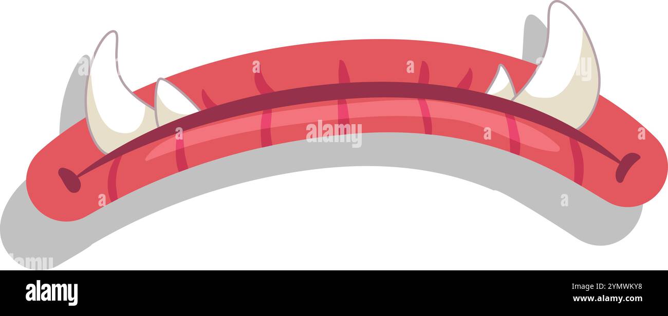 Cartoon drawing of a monster mouth showing sharp fangs and red lips ...