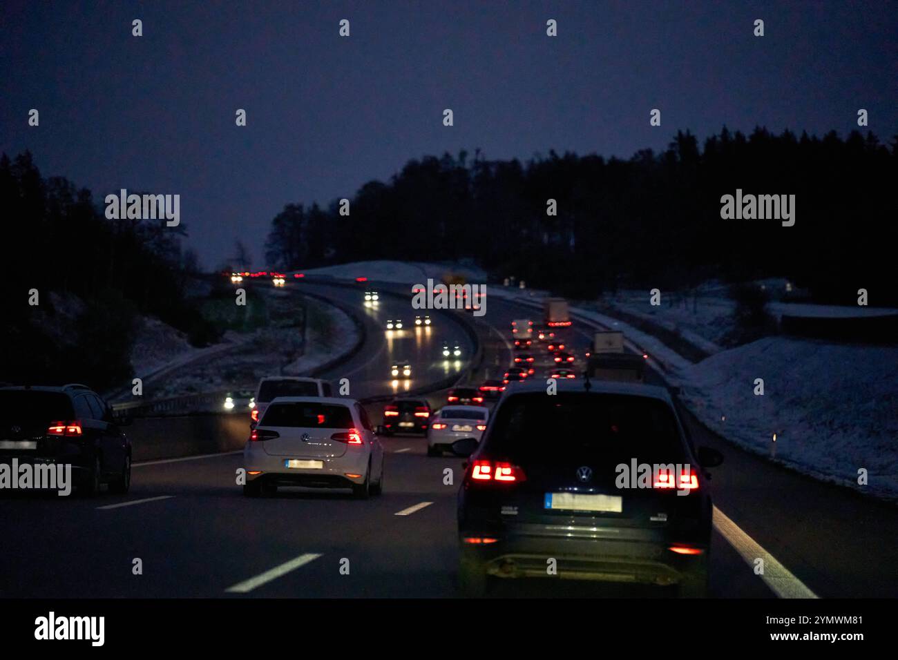 Autobahn A8, Bavaria, Germany - November 22, 2024: Heavy traffic on the ...