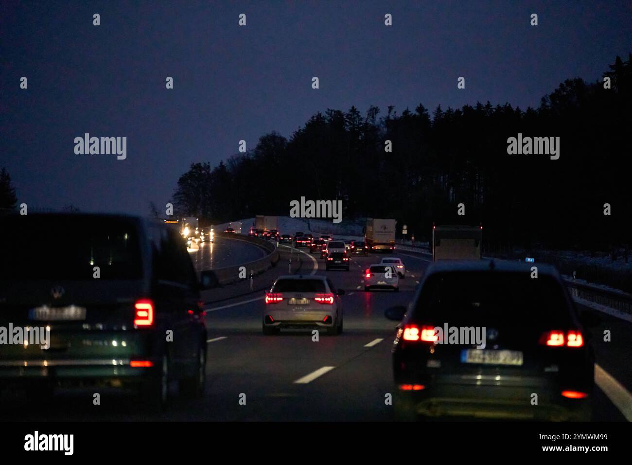 Autobahn A8, Bavaria, Germany - November 22, 2024: Heavy traffic on the ...