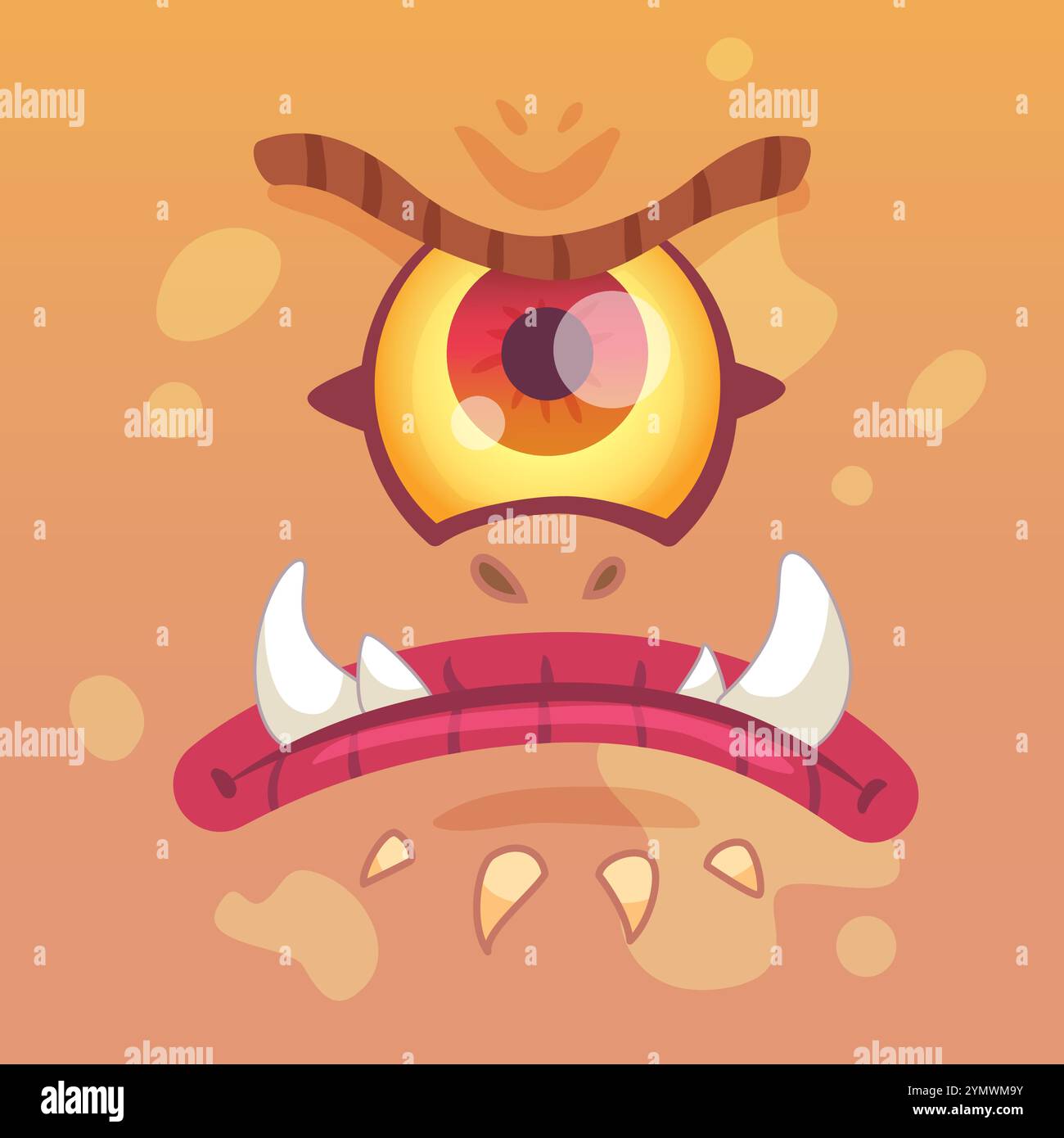 Cartoon illustration of a one eyed monster face with angry expression ...