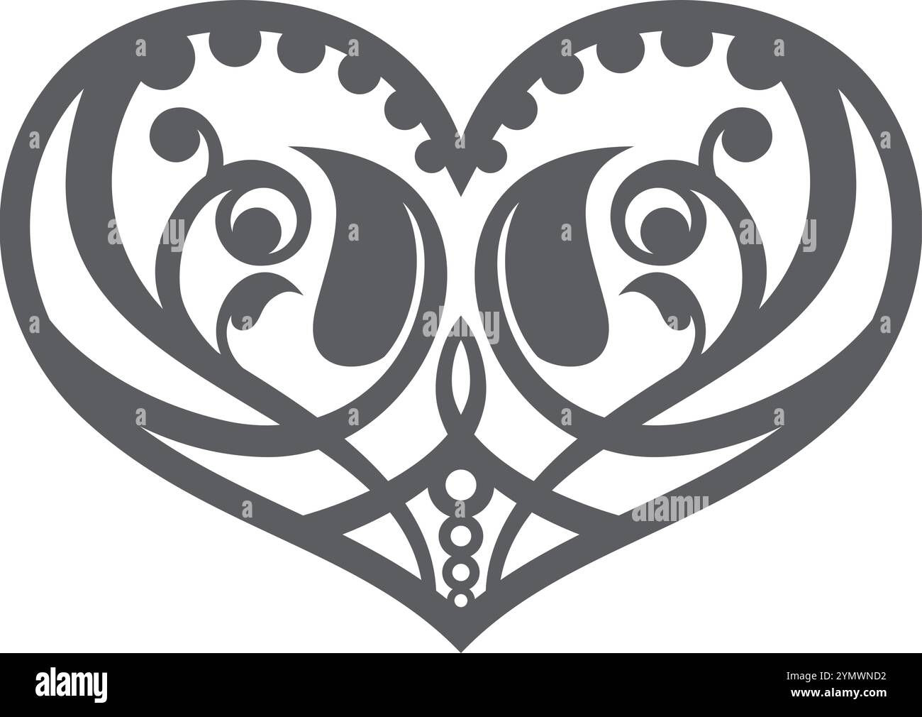 Heart stencil. Black romantic decorative laser cutout Stock Vector ...