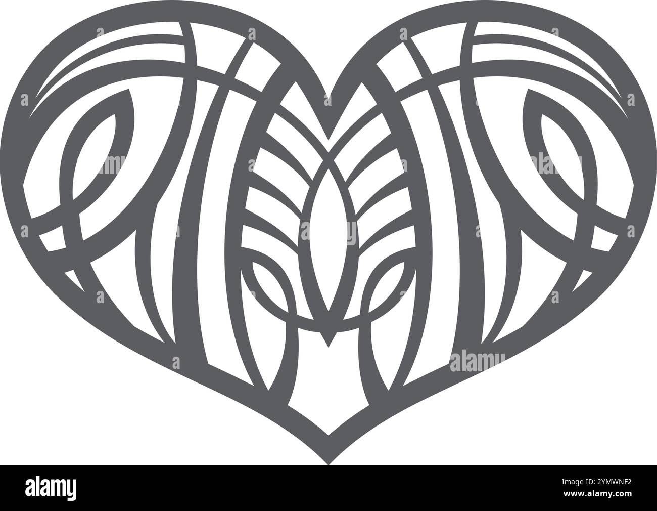Laser cutting wedding heart. Ornate black silhouette Stock Vector Image ...