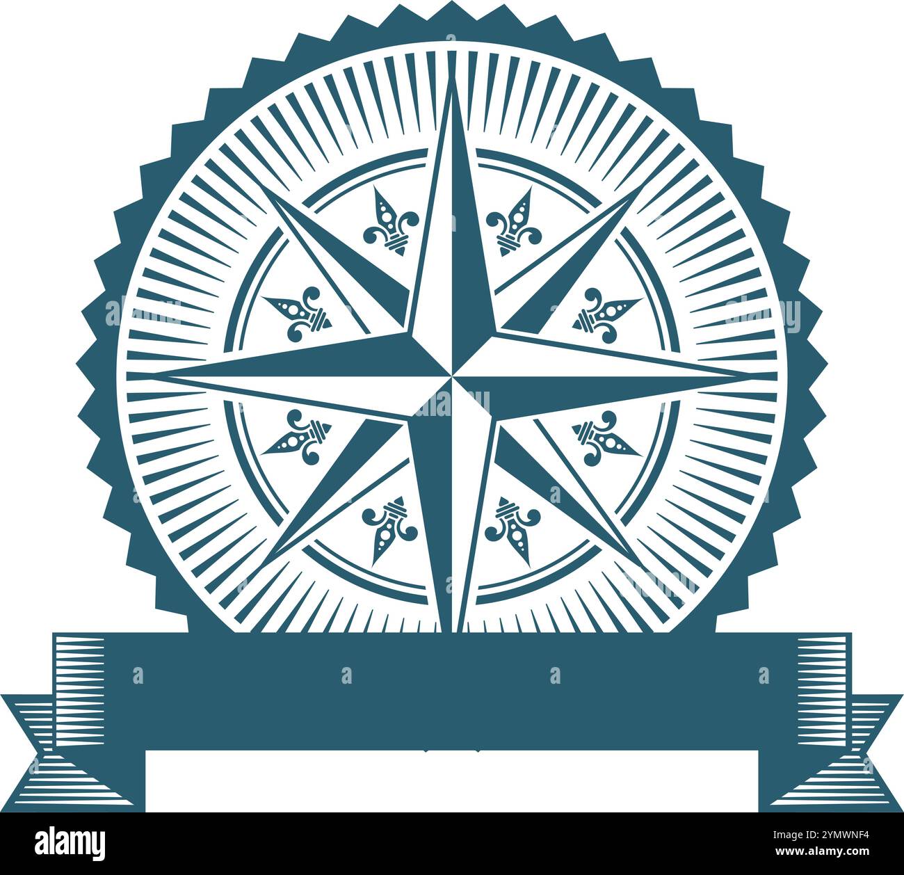 Marine compass logo. Sailing adventure club emblem Stock Vector Image ...