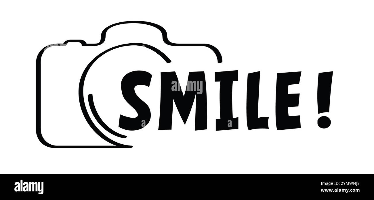 Cartoon drawing photo camera and smile. Smile, You're on camera or You ...