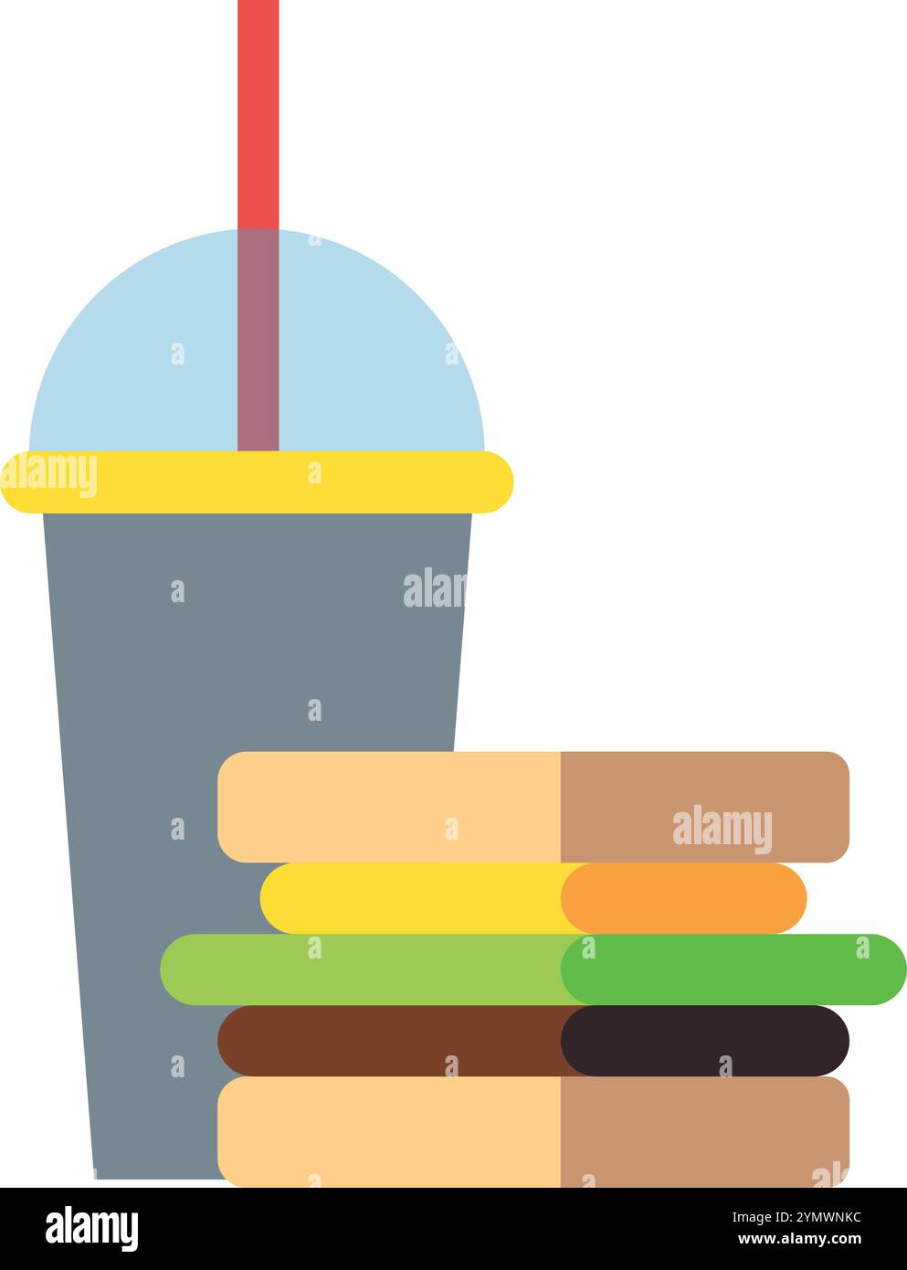 Fast food color icon. Sandwich and drink cup Stock Vector Image & Art ...