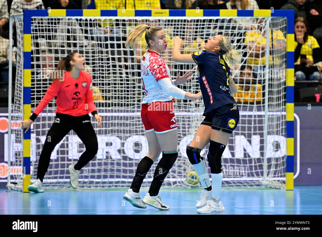 Poland's Karolina Kochaniak-Sala and Sweden's Clara Lerby collide after ...