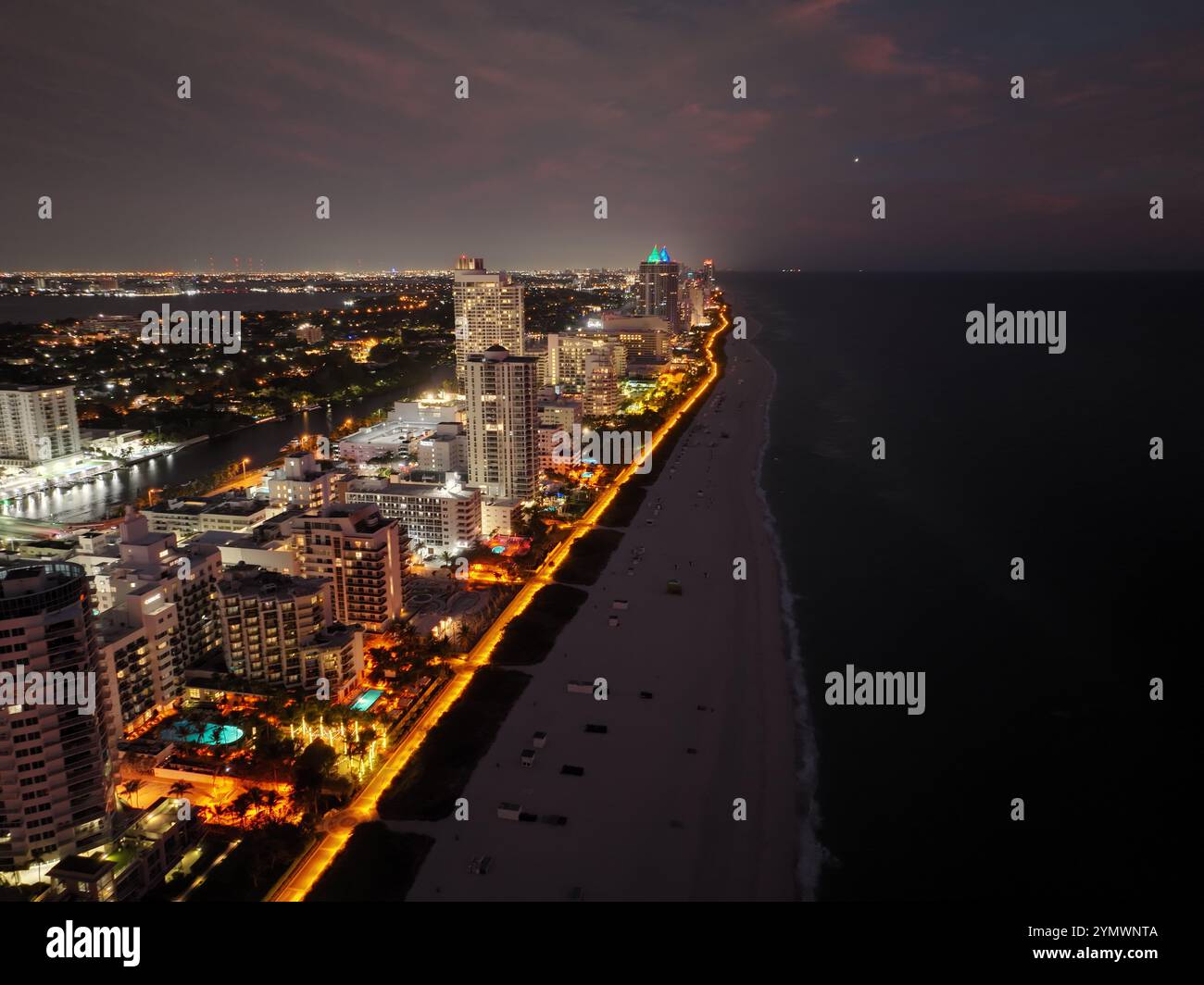 Night and dusk aerial photos of Miami Beach, Florida – A Stunning ...