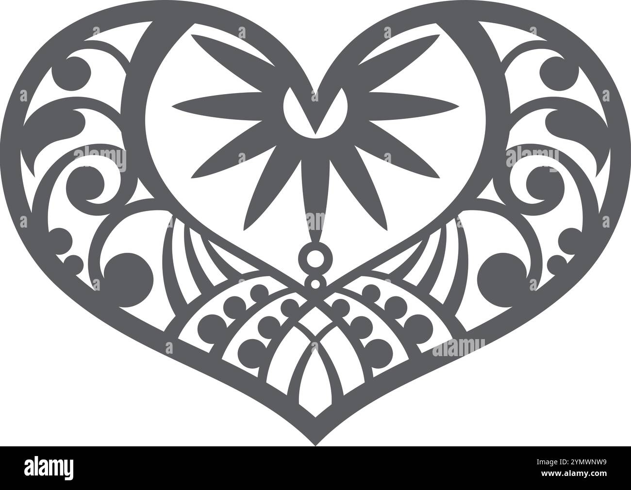 Heart laser cutout silhouette. Love ornament stencil Stock Vector Image ...