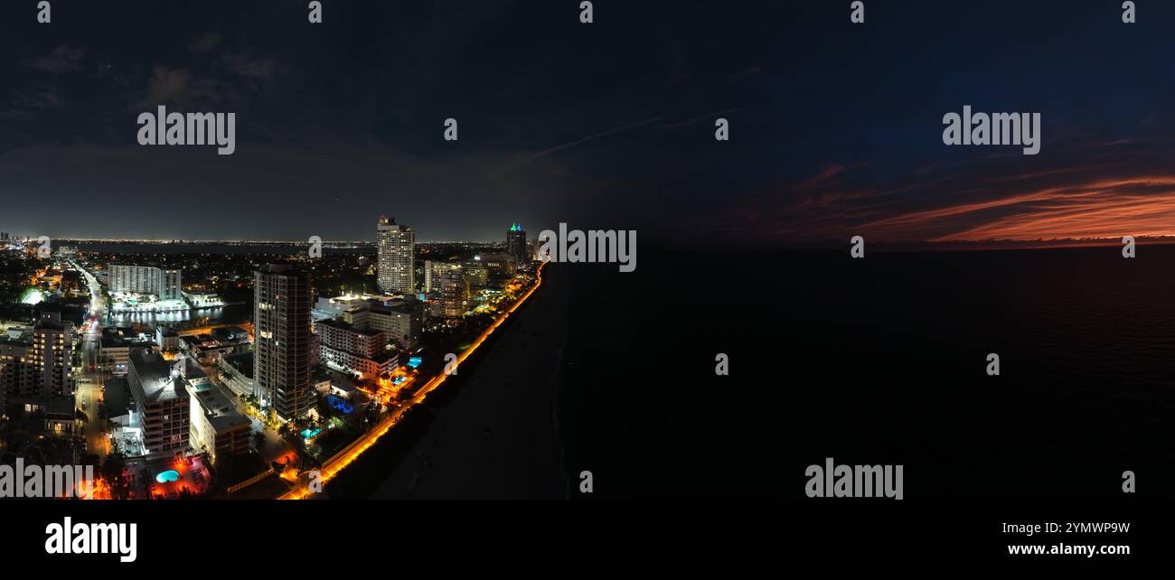Miami south beach night aerial hi-res stock photography and images - Alamy
