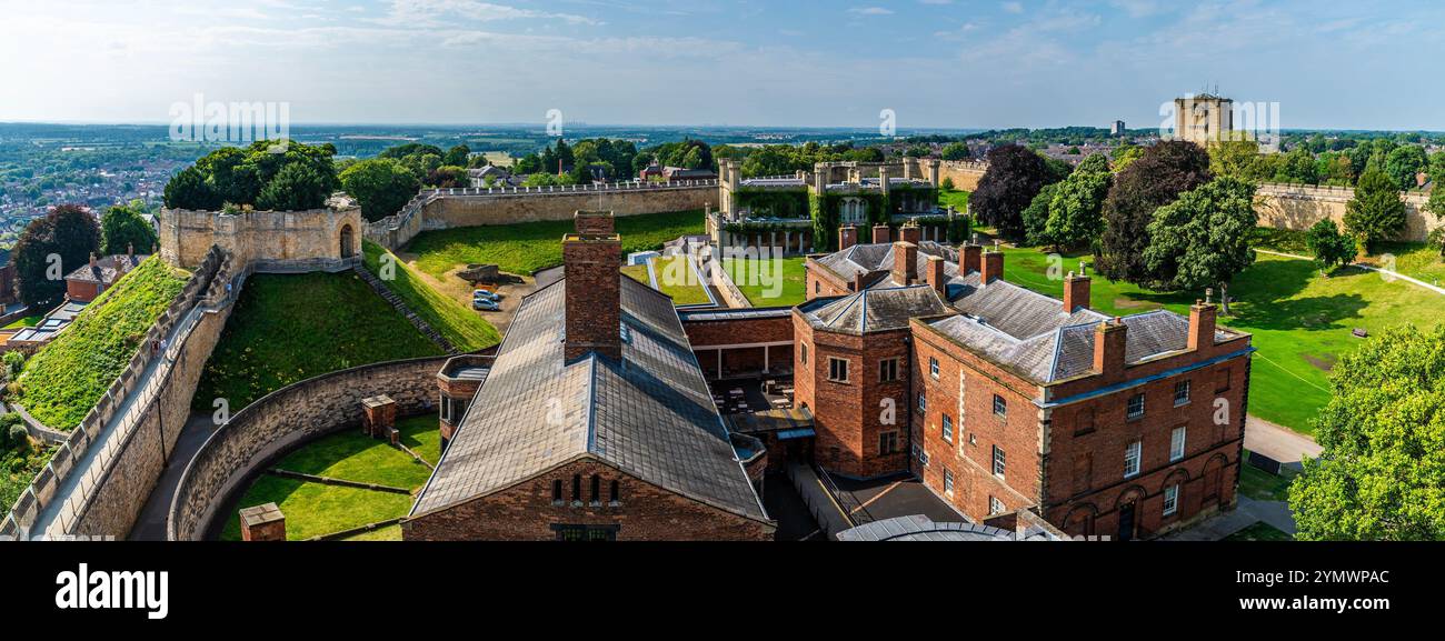 A view from the castle battlements over the old disused Victorian ...