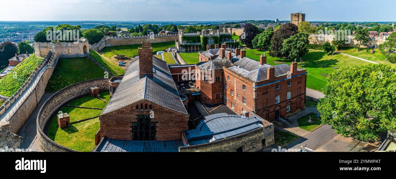 An aerial view over the castle interior courtyard in Lincoln ...