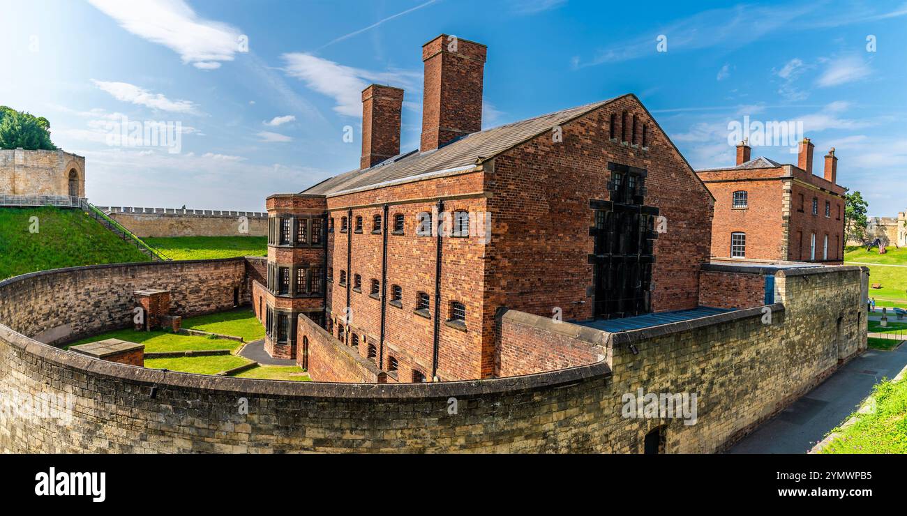 A view towards the old disused Victorian prison buildings in Lincoln ...